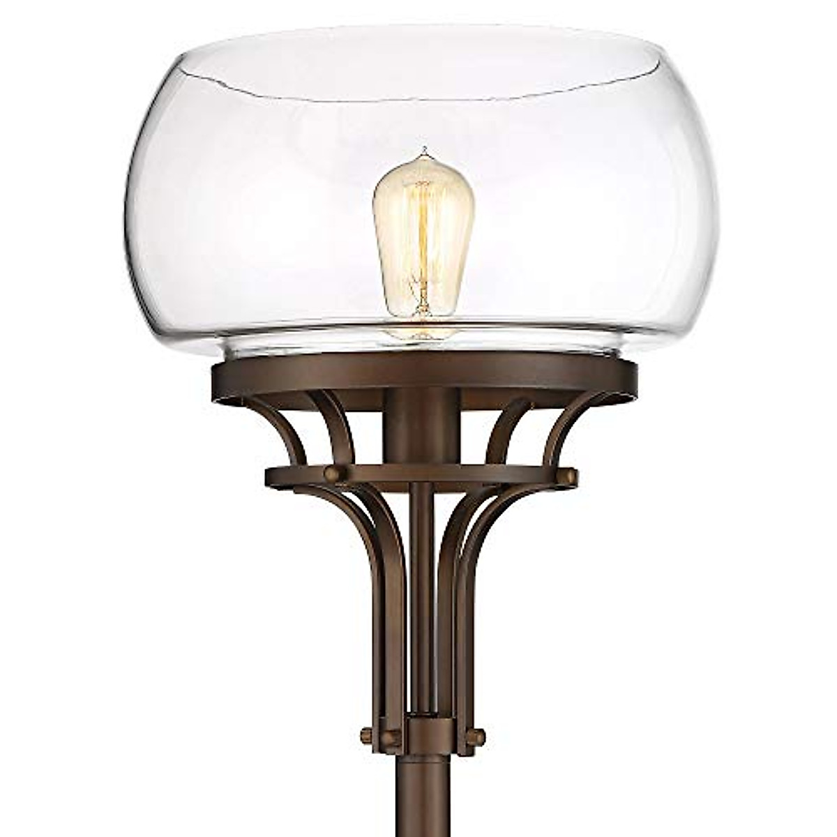 Franklin Iron Works Luz Modern Industrial Edison Bulb Floor Lamp Torchiere 72.5" Tall Oil Rubbed Bronze Clear Glass Standing Bright Lighting for Living Room Reading House Bedroom Home Office