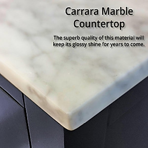 Bell+Modern Big Sur 72 in. W x 22 in. D Navy Blue Double Bath Vanity and Carrara Marble Top