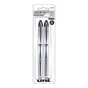uni-ball Vision Elite Rollerball Pens Bold Point, 0.8mm, Black, 2 Pack