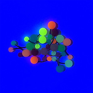 BodyJewelryOnline Belly Rings 14 Gauge Glow in The Dark Assortment 316L Surgical Steel Comfortable and Long Lasting Piercing Jewelry - Sold as a Pack of 16