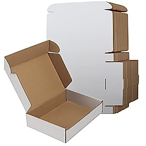 RLAVBL 9x6x2 Shipping Boxes Set of 50, White Small Corrugated Cardboard Box, Mailer Box