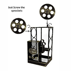 Aayla Tabletop Wine Rack – Retro Classic Movie Projector for Holding 3 Bottles with Cork Storage Perfect Wine Gift for Wine Lovers