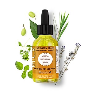 Efua Oil, Ingrown Hair Removal and Razor Bump Stopper Oil for Shaving and Waxing, Natural Neem Oil for Skin w/Tea Tree Oil, Removes Razor Bumps, Redness, and Razor Burn, 0.5 oz - Relief from Ingrown