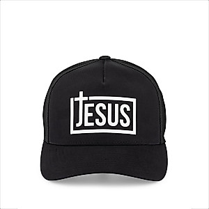 Aprojes Jesus Hat for Men – Christian Trucker Cap – Adjustable (Black/Black)