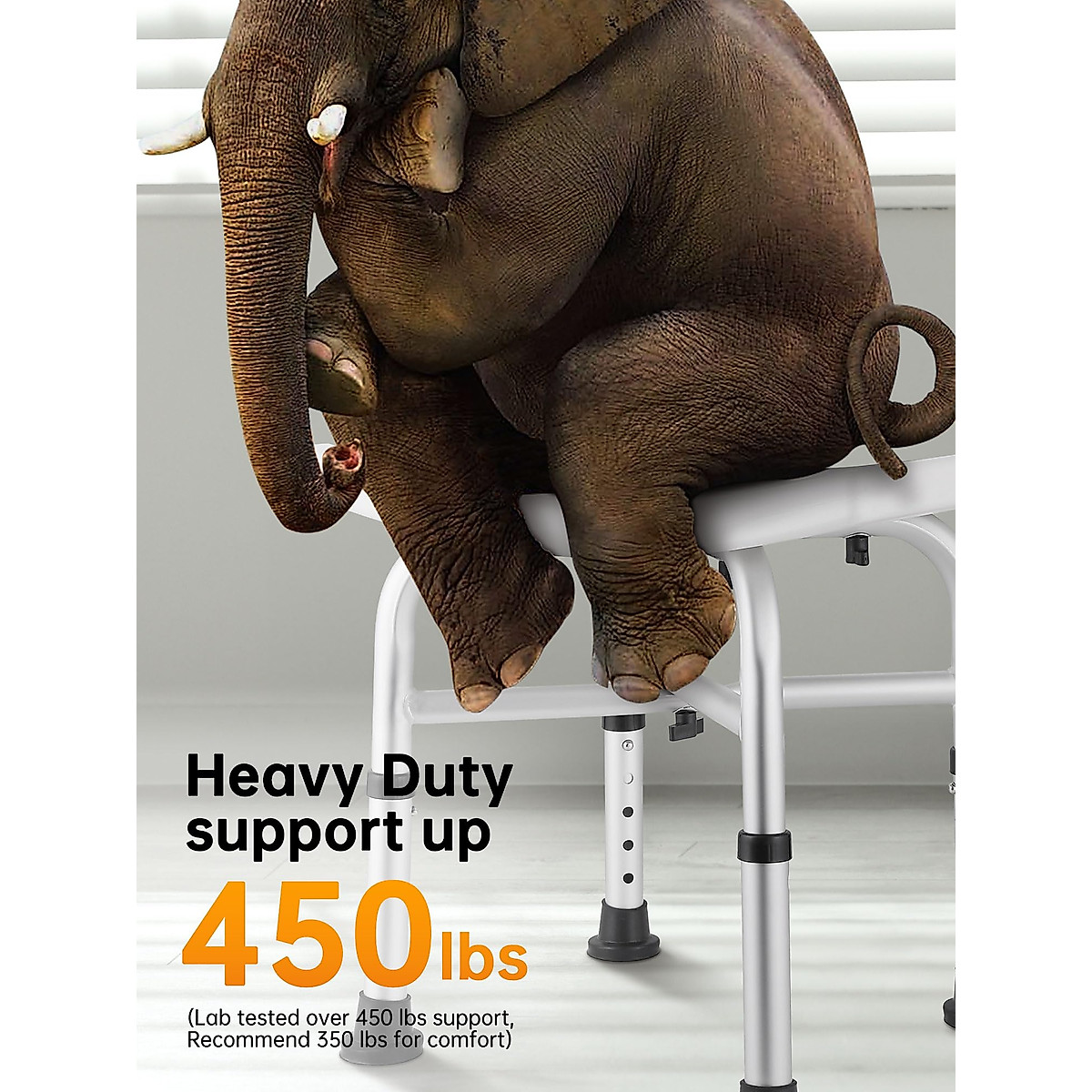 Hiqufet Shower Chair for Inside Shower(450lb), FSA/HSA Eligible 5 Height Adjustable Shower Stool, Shower Seats for Adults, 3-Minute Quick Assembly, Heavy Duty Shower Bench for Inside Shower to Sit on