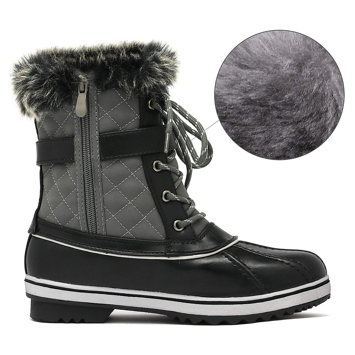 DREAM PAIRS Women's River 3 Grey Mid Calf Waterproof Winter Snow Boots Size 10 M US