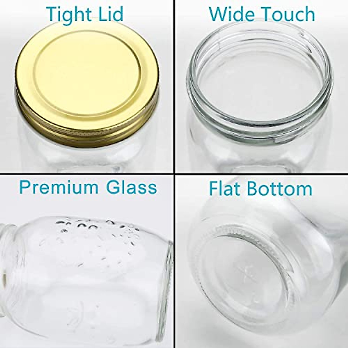 32 oz Glass Jars With Lids,Encheng Wide Mouth Ball Mason Jars 1000ml,Canning Jars For Pickles,Herb,Jelly,Jams,Honey,Glass Storage Jars Kitchen Canistes Containers Dishware Safe 9 Pack …