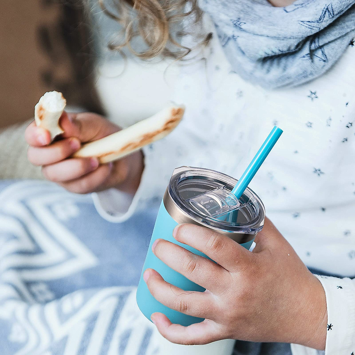 4 Set Toddler Cups with Straws and Lids Stainless Steel Kids Cups Insulated Kids Cups Spill Proof Double Wall Vacuum Kid Tumbler Cups for Boys Girls Sippy Drinking 8 oz (Blue, Gray, Sky Blue, Green)