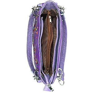 Zelris Butterfly Flower Season Embroidery Women Conceal Carry Handbag Wallet Set (Purple Violet)