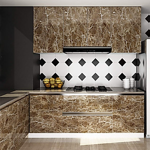 Yenhome Waterproof Contact Paper for Countertops Paper for Kitchen Counter Contact Paper Marble Wallpaper Peel and Stick Counter Top Covers for Desk 200x30 Inch Brown Marble Contact Paper for Table