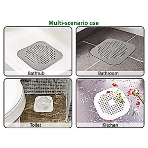 AG COMPANY 1 Pc white Rubber Silicone Square Sink Strainer Bathroom – Best Protection Flat Strainer Stopper with Suction Cups - Filter Shower Drain Cover Stall - Bathtub Hair Catcher Drain Covers.