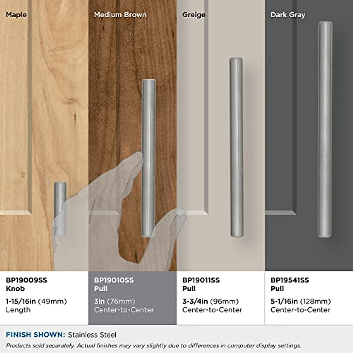 Amerock | Cabinet Pull | Stainless Steel | 3 inch (76 mm) Center to Center | Bar Pulls | 1 Pack | Drawer Pull | Drawer Handle | Cabinet Hardware