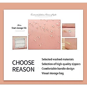 ZKQ Storage Bag, Oxford Cloth, Quilt Bag, Clothing Storage, Double Zipper, Washable, Moisture-Proof, Pink, Medium