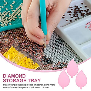 COHEALI 3pairs Tool Container Plate Diamonds for Art Organizers Cross of Bead Round Lids Nail Picture Diamond Craft Accessories with Leaf Tray Mosaic Painting Dotting Sorting