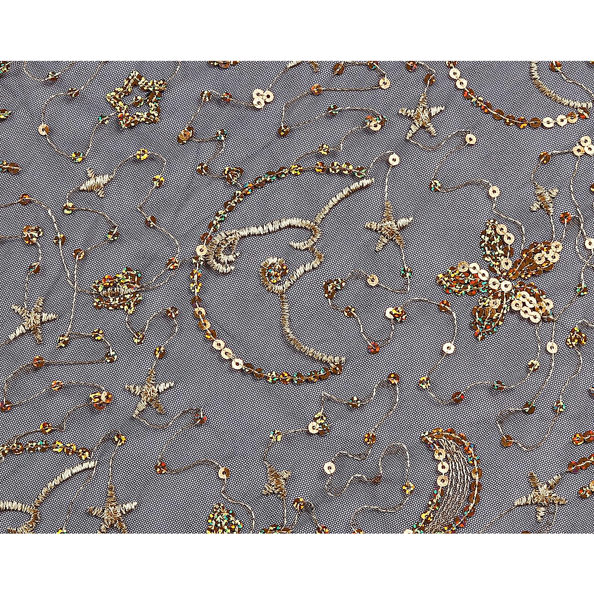 L'VOW Women's Glittering 1920s Scarf Mesh Sequin Wedding Cape Fringed Evening Shawl Wrap(S4-Black&Gold)