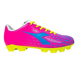 Diadora Cattura Youth Firm Ground Soccer Cleats, Little/Big Kid Sizing, Perfected for Natural and Artificial Playing Surfaces (Pink/Cyan Blue, US Footwear Size System, Big Kid, Numeric, Medium, 6.5)
