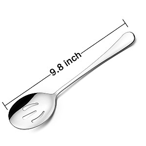 Serving Slotted Spoons X 6, HaWare 9.8 inches Large Size Stainless Steel Serving Spoon, Elegant Design for Kitchen/Buffet/Party, Mirror Polished and Dishwasher Safe(6 Pack)