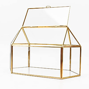 Hanna Roberts Card and Gift Holder Glass Cards Box for Weddings, Birthdays, Graduations, Baby and Bridal Showers (Half Opening)