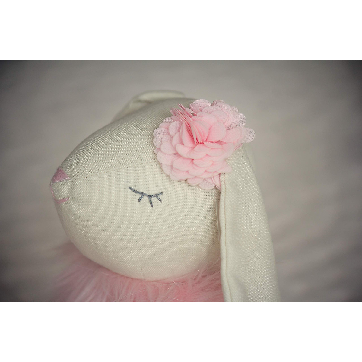 Inspired by Jewel - Lilly The Bunny | Beautiful Cream Cotton Linen Plush Doll with Floppy Ears, Arms & Legs | Authentic Pink Ballerina Tutu, Slippers & Cuddly Fur Top | Soothing Hand Stitched Face