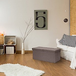 Otto & Ben 30" Storage Ottoman with SMART LIFT Top, Upholstered Tufted Bench, Foot Rest, Brown