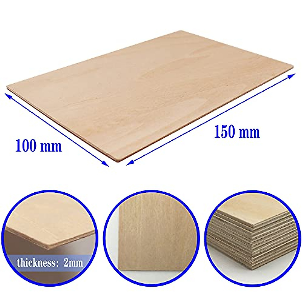 20 PCS Wood Sheets,Unfinished Plywood Basswood Sheet,for Architectural Model min House Building, Wood Burning Project and Other DIY Crafts (150X100X2mm)