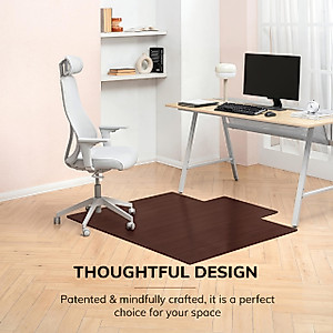 Anji Mountain Deluxe Bamboo Roll-Up Chairmat, 55 x 57-Inch, 8mm Thick, Dark Cherry