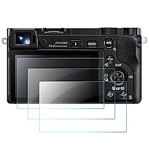 QIBOX Glass Screen Protector Compatible with Sony Alpha A6600 A6100 A6400 A6000 A5000 A6300 NEX-7 NEX-3N NEX-5 NEX-6L, 3-Pack Tempered Glass Anti-scratch Ultra-Clear Cover(NOT for a6500/a5100)