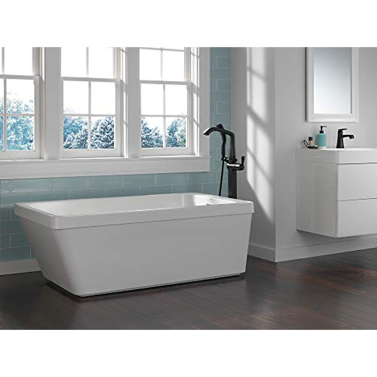 Delta Faucet Ashlyn Single Hole Bathroom Faucet, Single Handle Bathroom Faucet Matte Black, Bathroom Sink Faucet, Diamond Seal Technology, Drain Assembly, Matte Black 564-BLMPU-DST