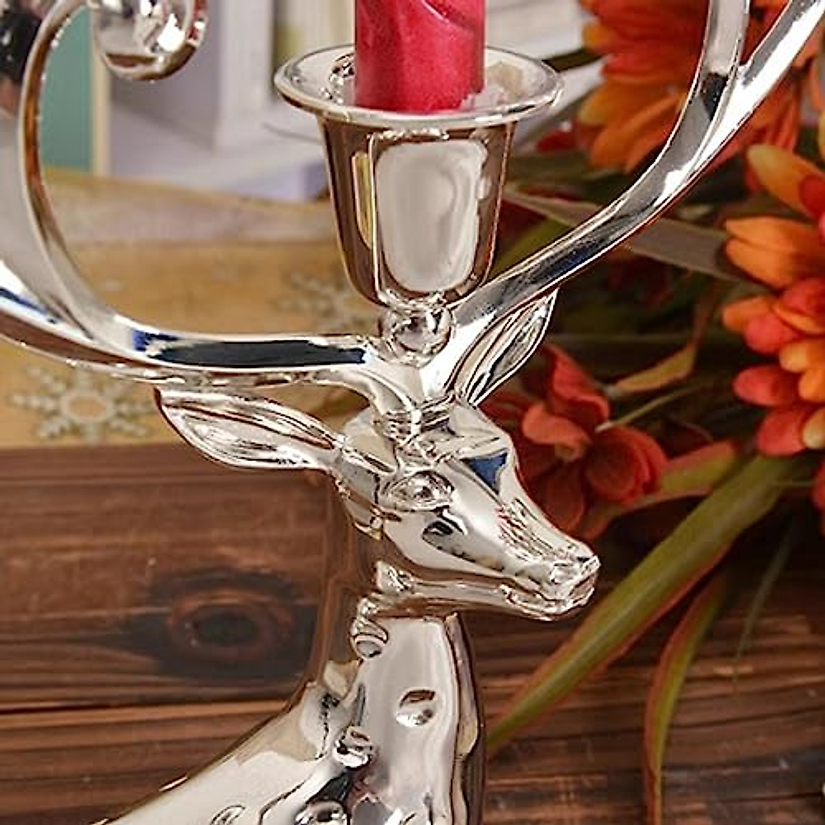 Candelabra Metal Candle Stand Deer Sculpture Candle Holders 5 Arms Candelabra Decorative Candlestick Holder