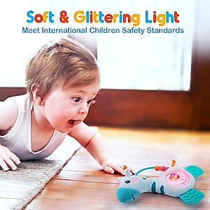 Newborn Toys Baby Teething Toy Baby Toys 0-6 Months with Teether Baby Pram Toys & Cot Toys with Hook Plush Musical Toys with Soft Light & Color Rattle Baby Sensory Toys Gifts for Baby - Deer