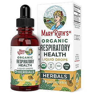 USDA Organic Respiratory Health Liquid Drops with Mullein Leaf, Marshmallow Root & Elderberry | Sinus Relief and Lung Cleanse Tonic Herbal Blend | Immune Support | Non-GMO | Vegan | 1 Fl Oz