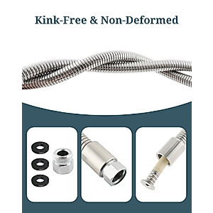 Phivan Commercial Sink Faucet Sprayer Hose with Heat Resistant Handle 44 Inch Pre-rinse Sprayer Hose for Kitchen Sink Faucets Stainless Steel Flexible Commercial Dish Spray Hose Parts