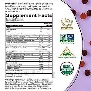 SmartyPants Organic Toddler Multivitamin, Daily Gummy Vitamins: Probiotics, Vitamin C, D3, Zinc, & B12 for Immune Support, Energy & Digestive Health, Fruit Flavor, 60 Gummies, 30 Day Supply