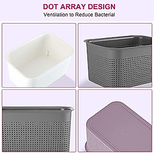 AREYZIN Sef of 12 Plastic Baskets- Lidded Storage Baskets Plastic Bins Organizer Containers 6 Pack + Plastic Strage Baskets for Organizing 6 Pack