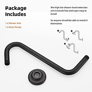 TRUSTMI Bronze Shower Arm with Flange 12 Inch S-Shaped Overhead Shower Head Extension Neck with 9 Inch High Rise Offset, Oil Rubbed Bronze