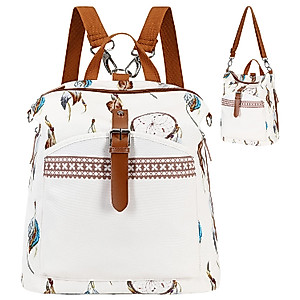 Backpack Purse Women Ladies Fashion Casual Lightweight Shoulder Bag Travel Daypack (Feather Beige)