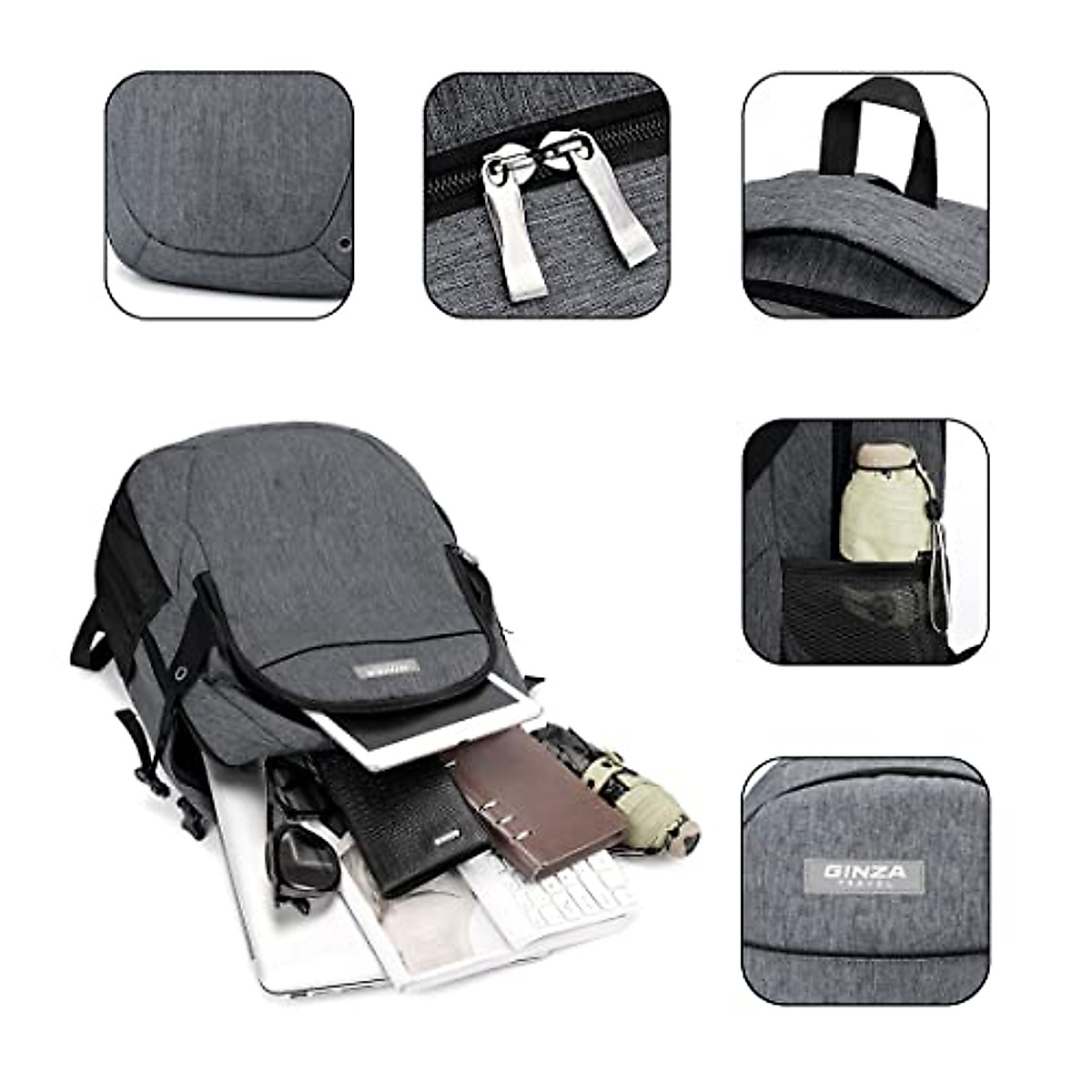 PRIMICIA GinzaTravel Laptop Backpack Anti Theft Water Resistant Backpacks School Computer Bookbag (GREY)