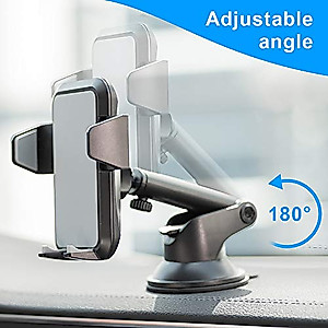 KLKE Car Phone Holder,Universal Cell Phone Holder for Car,Strong Suction Cup Dashboard Windshield Mount with Quick Release Landscape Portrait Mode for iPhone、Samsung Galaxy、LG...