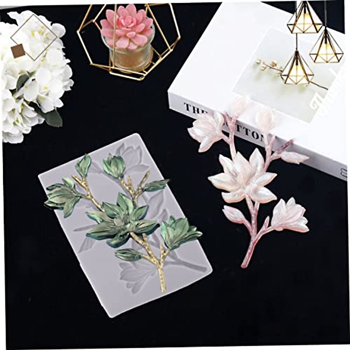 COHEALI Chocolate Molds 1pc Camellia Silicone Mold Cake Stencil Ring Making Tools Accessory Tray Resin Casting Charm Holder for Necklace Camellia Ornament Making Tool Camellia Epoxy Mold