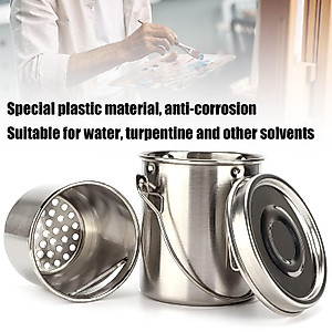 Paint Brush Washer, Stainless Steel Paint Brush Cleaner with Double Dipper Container Cup Paint Brush Holder Paint Brush Cleaner Rinse Cup