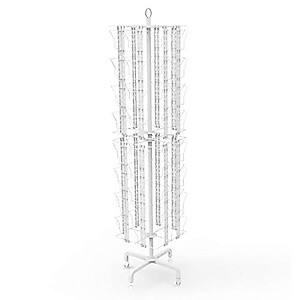 64 Adjustable Pockets Display Rack 5x7 7x5 up to 9.3" Wide X 8" Tall Cards, 1.27" deep Pockets, Double Tier Greeting Post Card Christmas Holiday Spinning Rack Stand Black 11603-M-DOUBLE-BLK-NF