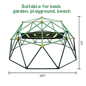 SMkidsport Dome Climber with Canopy, 10 FT Climbing Dome for Kids,1000 LBS Capacity, Rust and UV Resistant Steel, Be Applicable Garden, Backyard, Playground and More Indoor/Outdoor Places (Green)