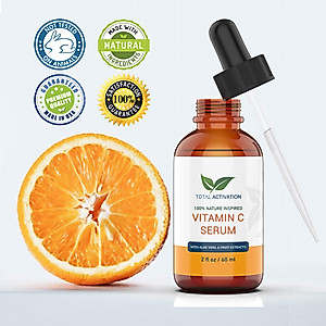 Vitamin C Serum with Aloe Vera & Vitamin E, Anti-Oxidant, Anti Wrinkle, Anti Aging, Skin Nourishment Day and Night Boost Collagen Production Fine Lines Soothing Hydration 2oz