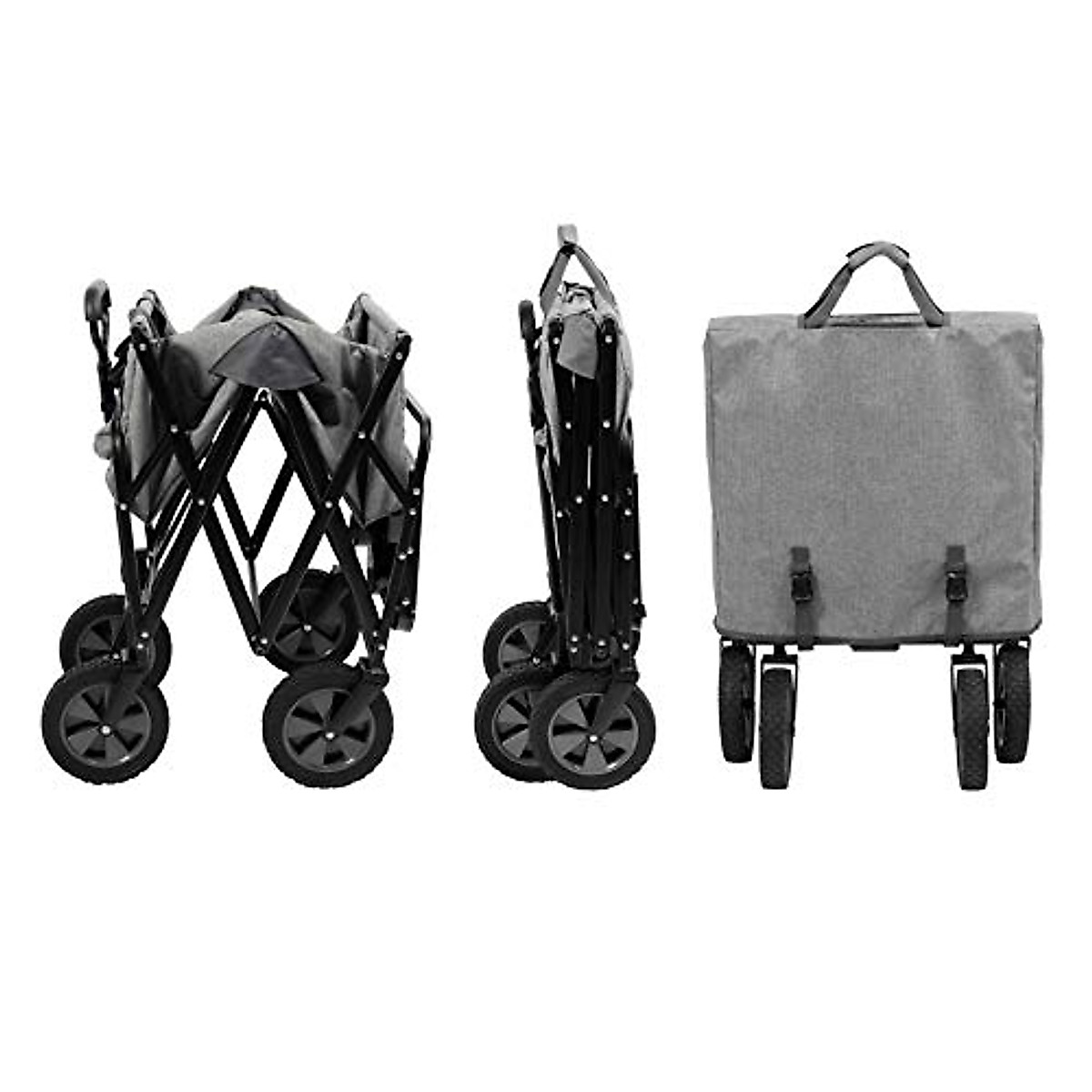 Mac Sports Collapsible Folding Outdoor Utility Wagon (Wagon with Side Table (Utility, Light Grey)