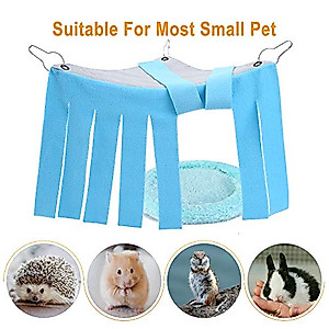Filhome Guinea Pig Hideout and Sleeping Bed, Corner Fleece Forest Hamster Hideout Hammock Cage Accessories for Hamster Hedgehog Rats Chinchilla