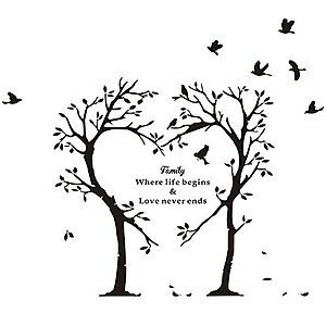 BooDecal Nature Series Heart Tree Quote Wall Decal Mural Sticker Decor for Nursery Bedroom Living Room 39 inches x 35 inches