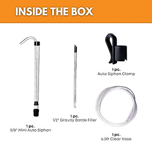 FastRack 3/8" Auto Siphon with Clamp | 6.5' ft Hose | Bottling Siphoning Kit w/Food Grade BPA Free Plastic Tubing for Beer or Wine Carboy Bottle Filling | Made in the USA