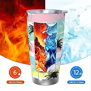 AYCZN Hawaii Palm Tree 20 OZ Tumbler Stainless Steel Travel Coffee Mug, Colorful Jungle Insulated Water Bottle with Lid and Straws Leakproof Thermal Cup