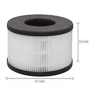 BS-03 H13 True HEPA Replacement Filter, Compatible with PARTU Air Purifier BS-03 Part U and Part X, 3 in 1 Air Filter True HEPA Filter Activated Carbon Filter, 2 Pack