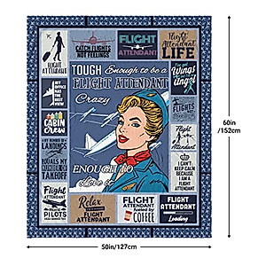 Mubpean Flight Attendant Gifts Blanket - Gifts for Flight Attendants - Birthday Gift Ideas for Stewardess - Aviation Gifts - Aviation Flight School Training Graduation Throw Blankets 60"x 50"